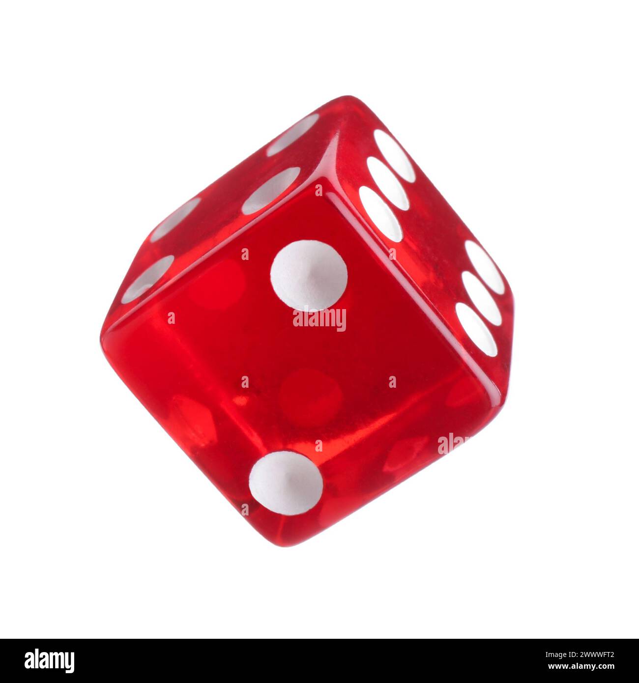 One red game dice isolated on white Stock Photo - Alamy