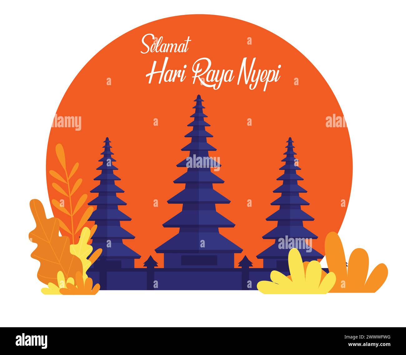 Translation : Happy Nyepi Day. Happy Bali's Day of Silence and Hindu New Year Vector ...