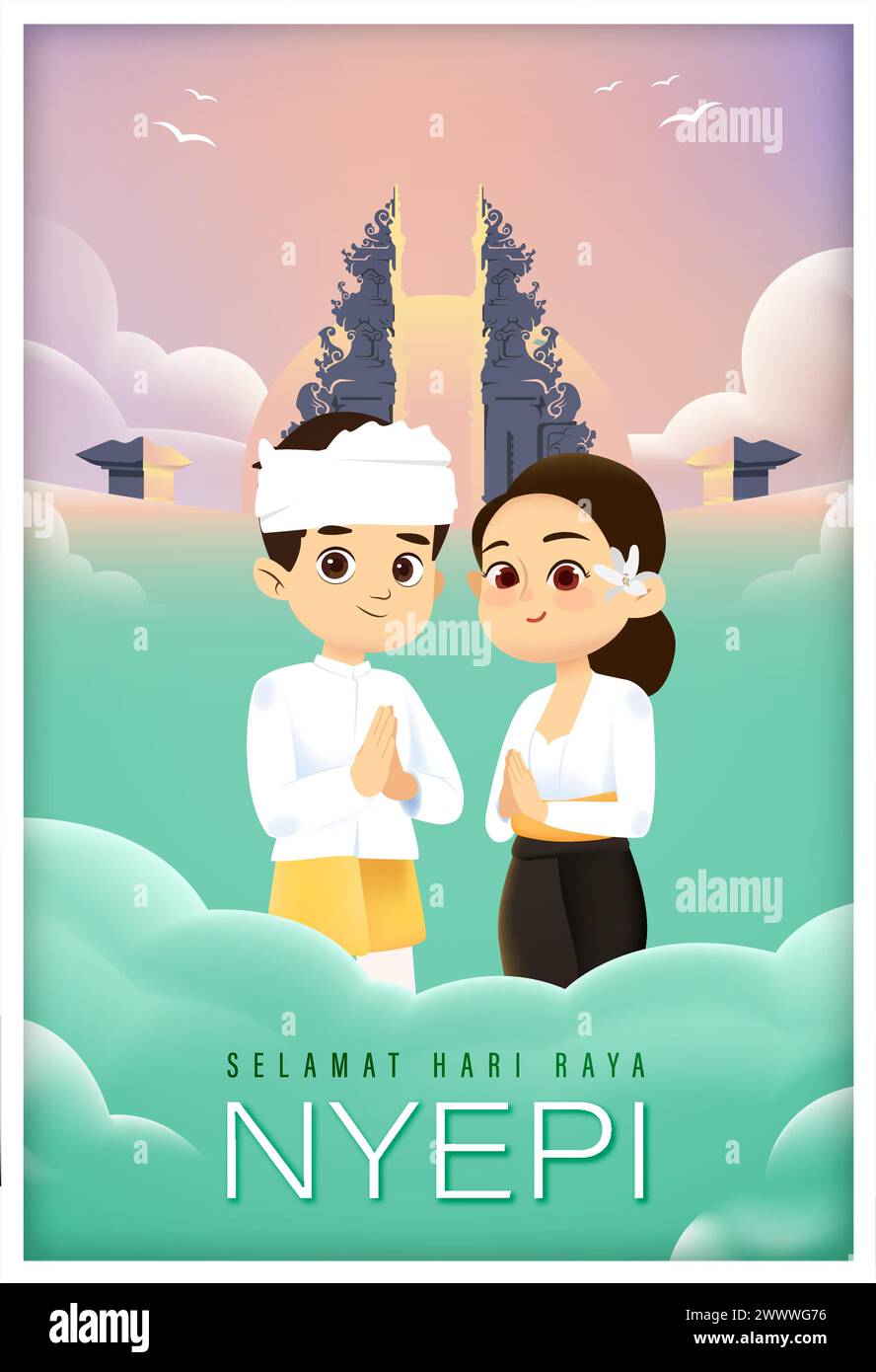 Translation : Happy Nyepi Day. Happy Bali's Day of Silence and Hindu ...