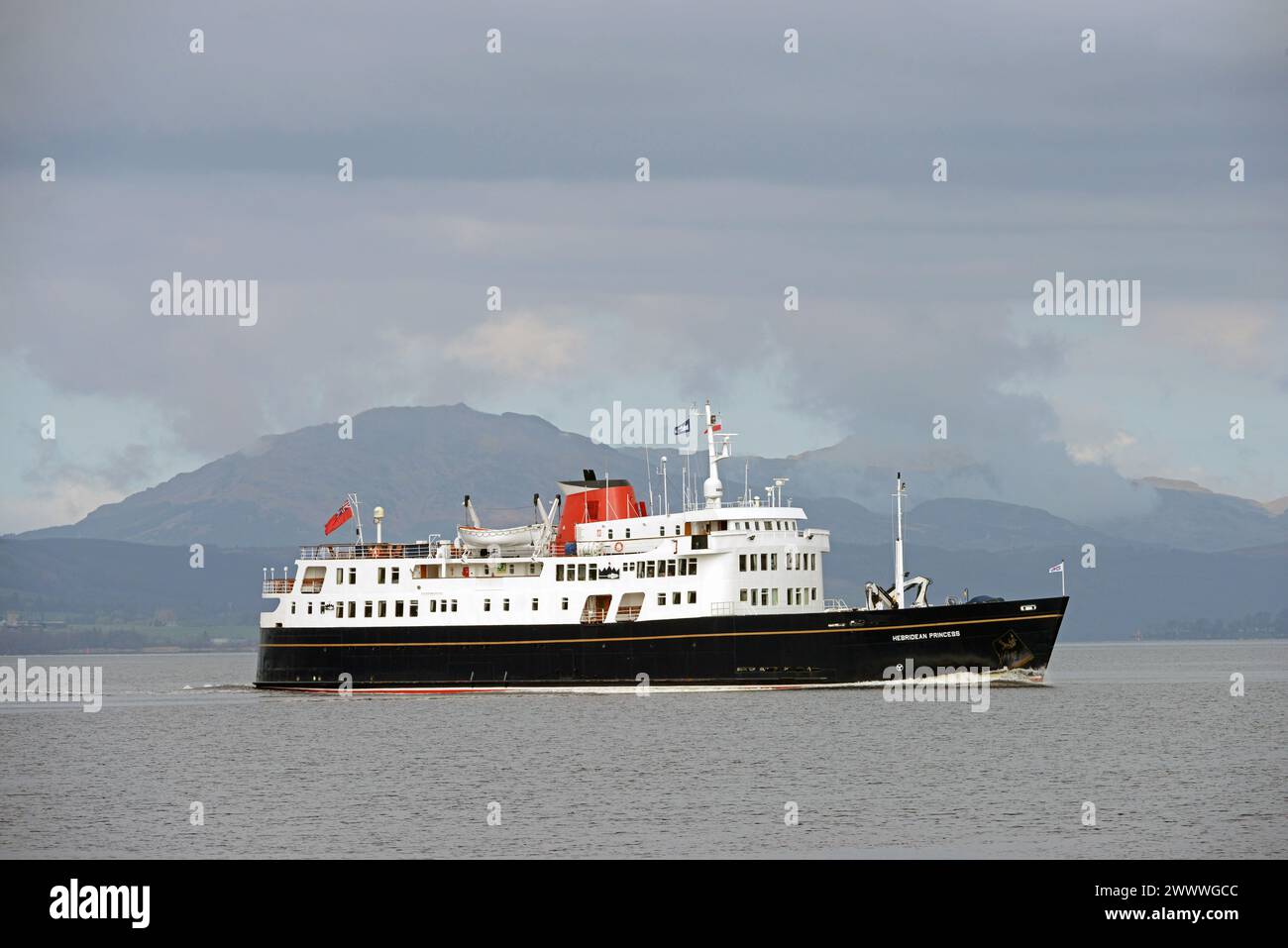 HEBRIDEAN PRINCESS transiting the RIVER CLYDE to GLASGOW and passing ...
