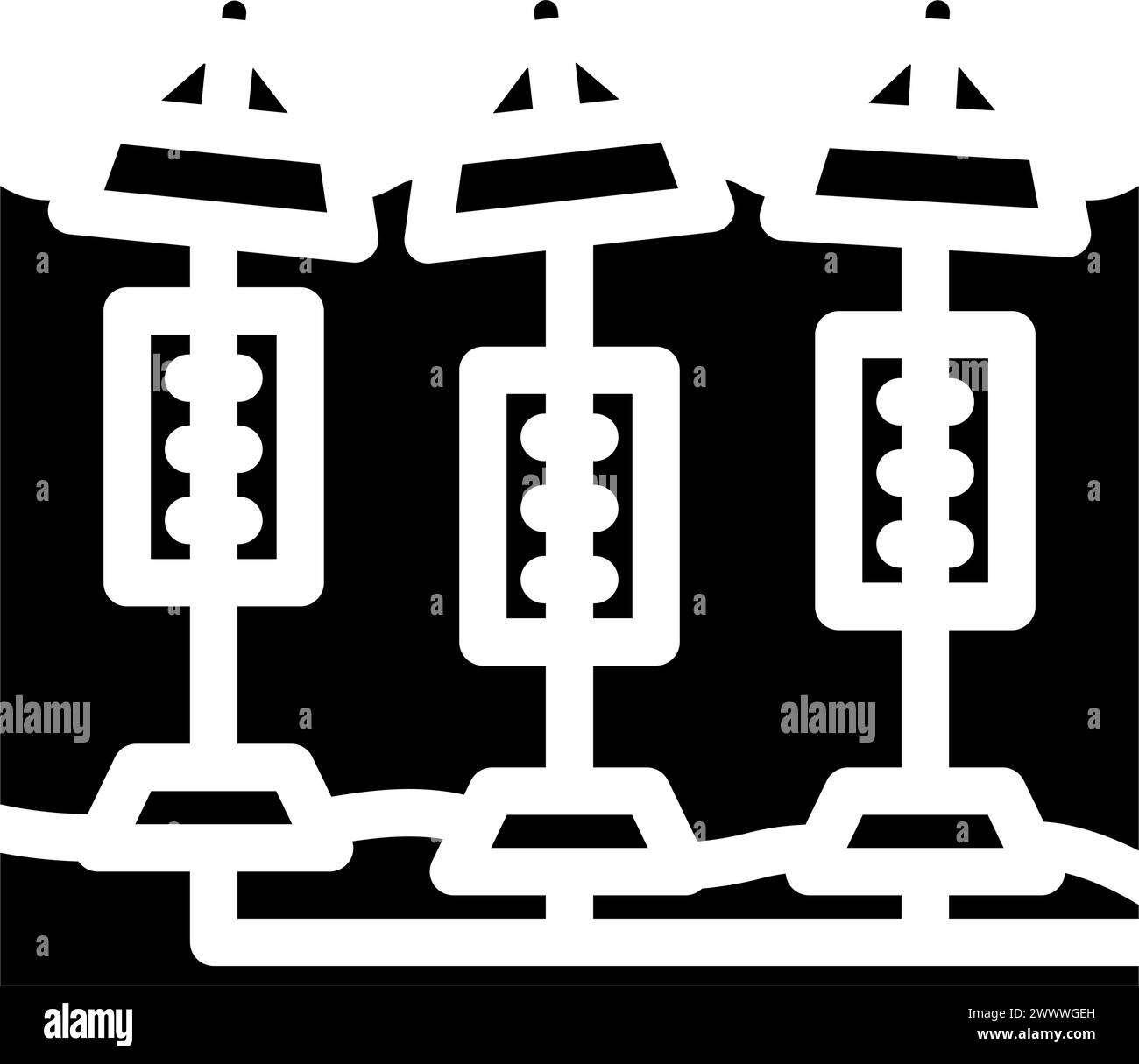 wave energy farm tidal power glyph icon vector illustration Stock ...