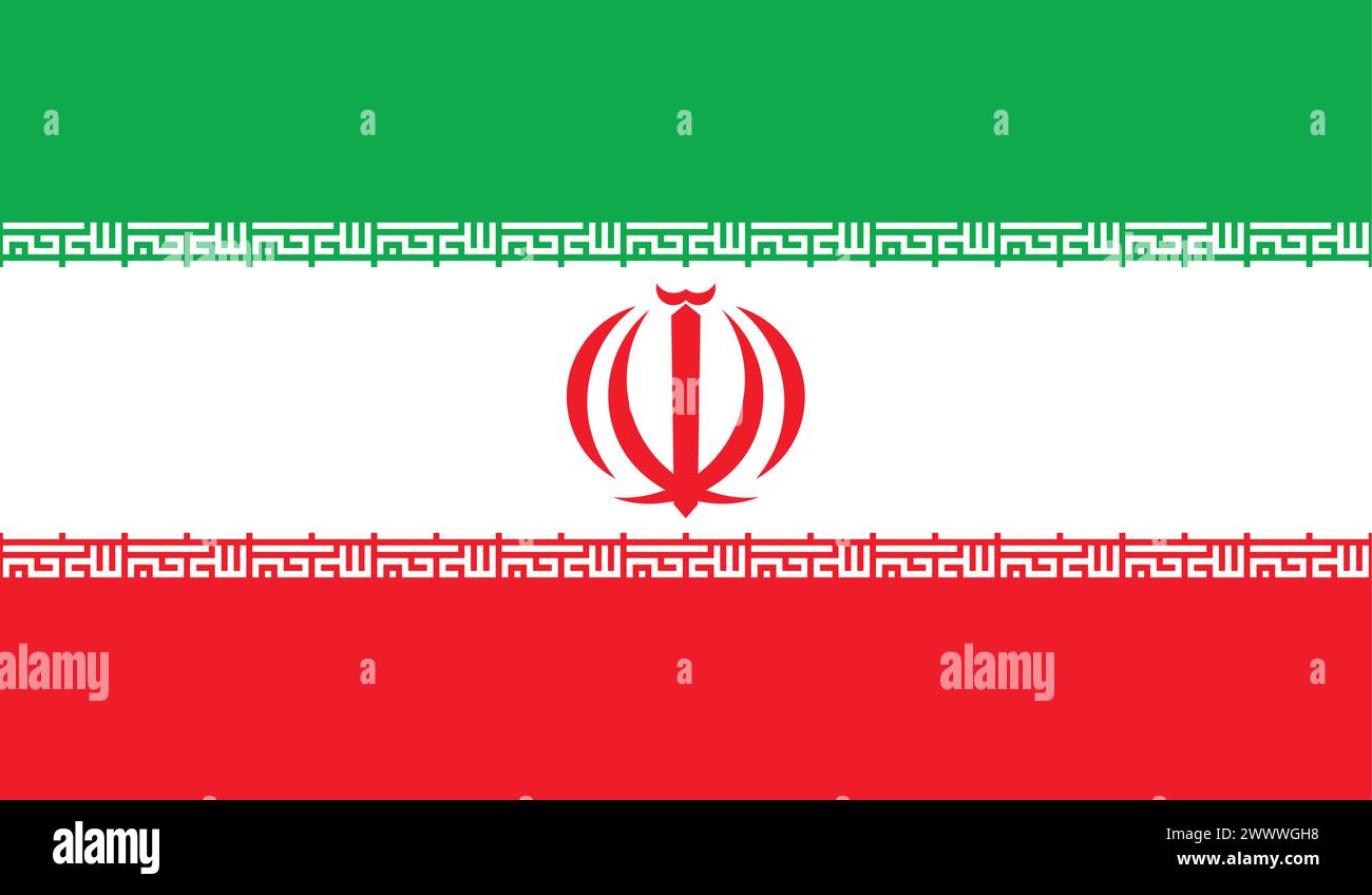 Vector flag of Iran. National emblem of Iran, Islamic republic. Vector ...