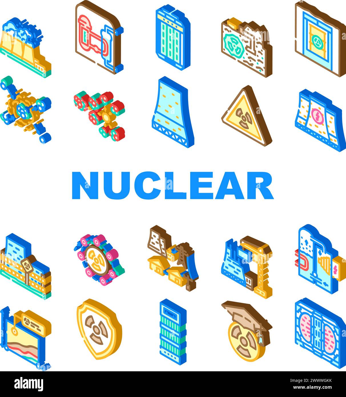 nuclear energy engineer atom icons set vector Stock Vector Image & Art ...