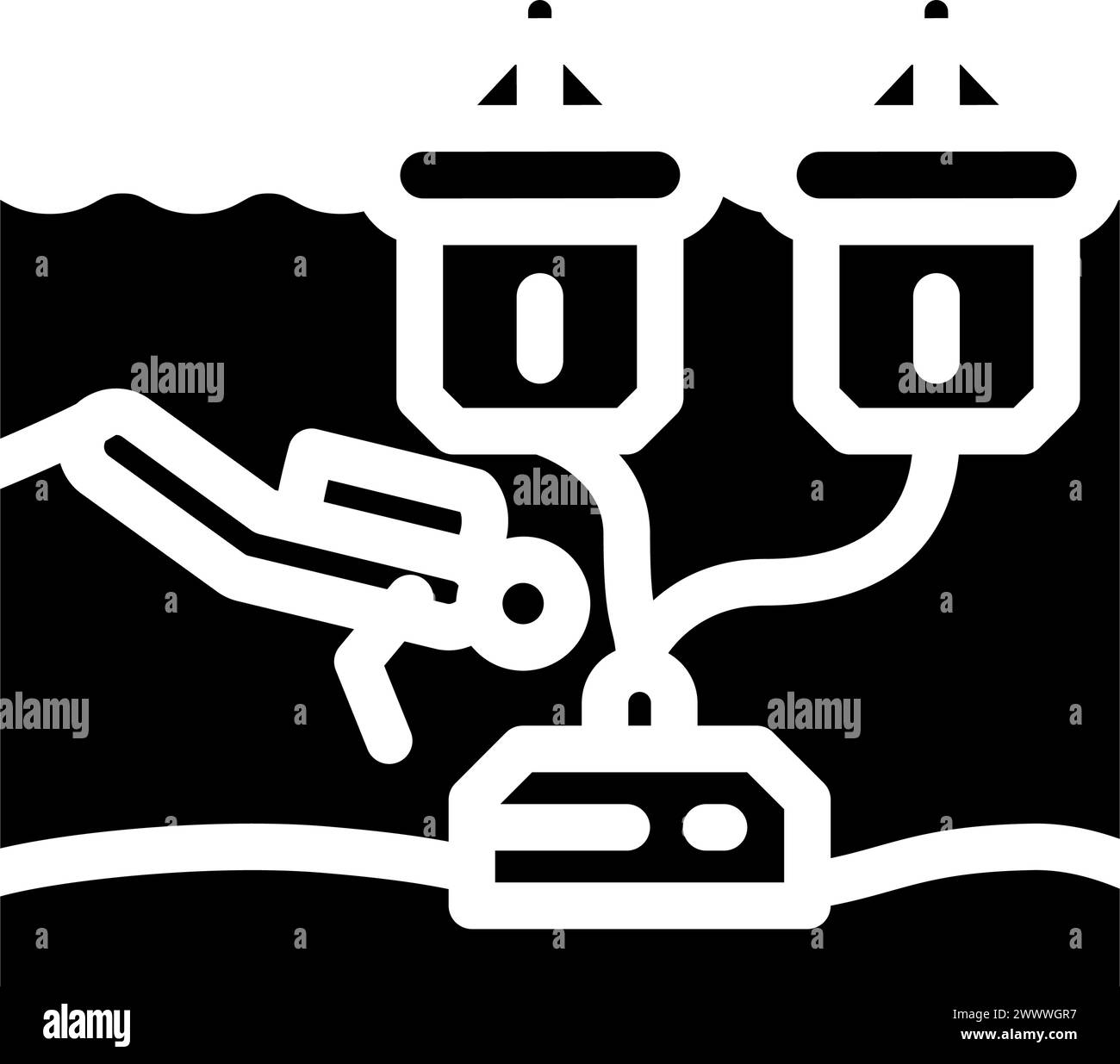 wave farm installation tidal glyph icon vector illustration Stock ...