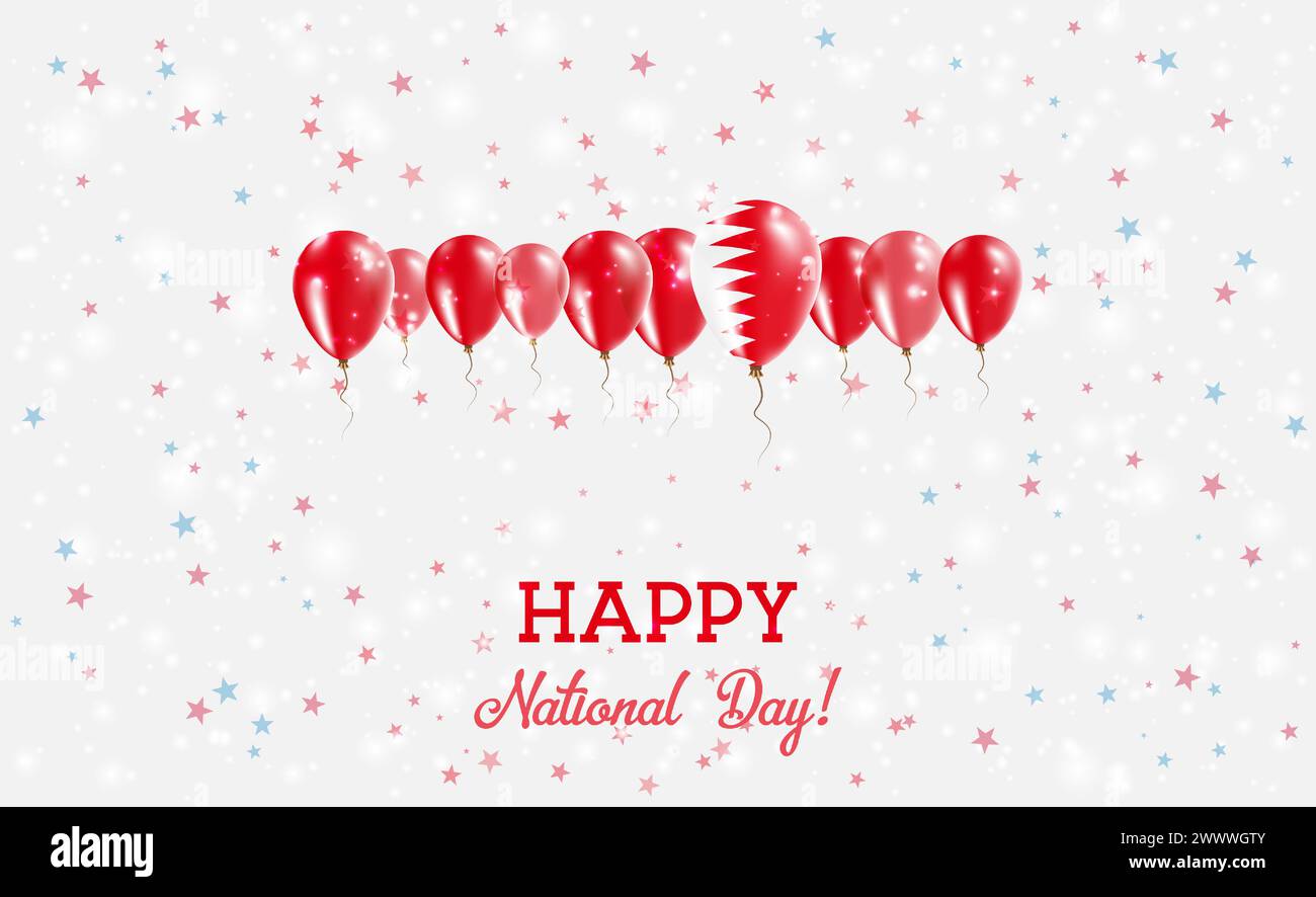 Bahrain Independence Day Sparkling Patriotic Poster. Row of Balloons in ...