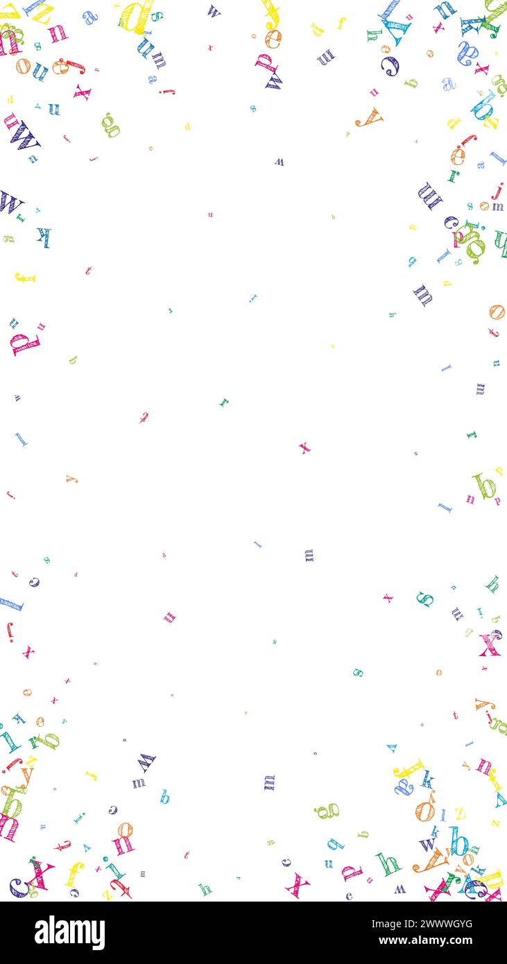 Concept of school background. Colorful childish falling letters of ...