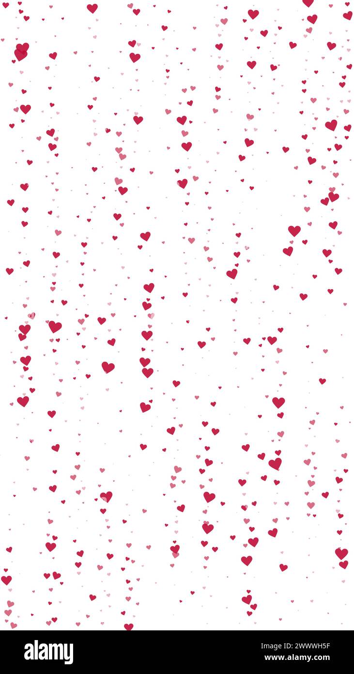 Heart confetti valentine overlay. Red hearts scattered on white ...
