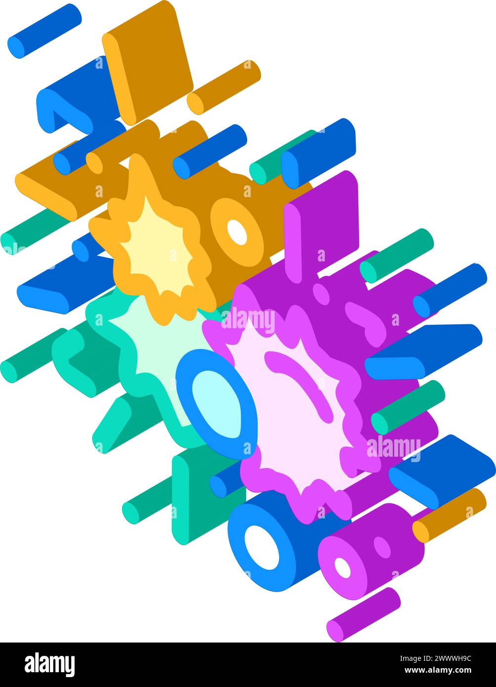 splatter paintball game isometric icon vector illustration Stock Vector ...