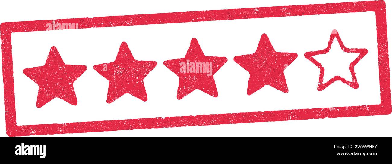 Vector illustration of Four stars rating in red ink stamp Stock Vector ...