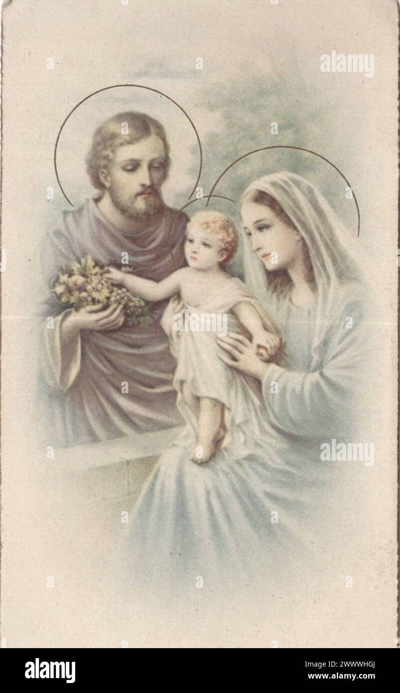 vintage holy card Holy Family ( Joseph, Maria Mary and Jesus) Sacra ...