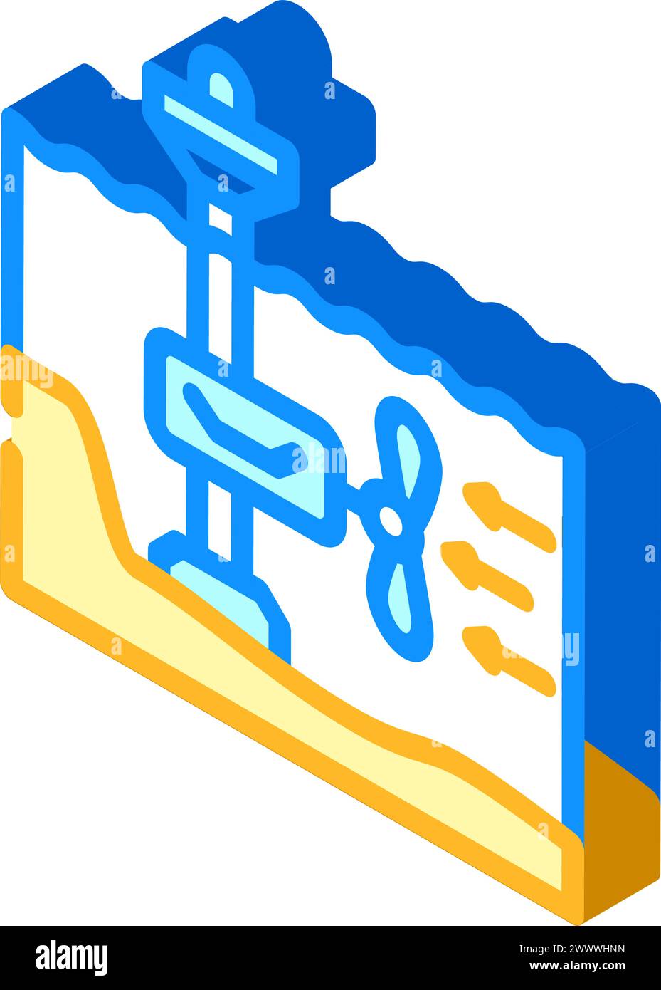 stream energy tidal power isometric icon vector illustration Stock ...