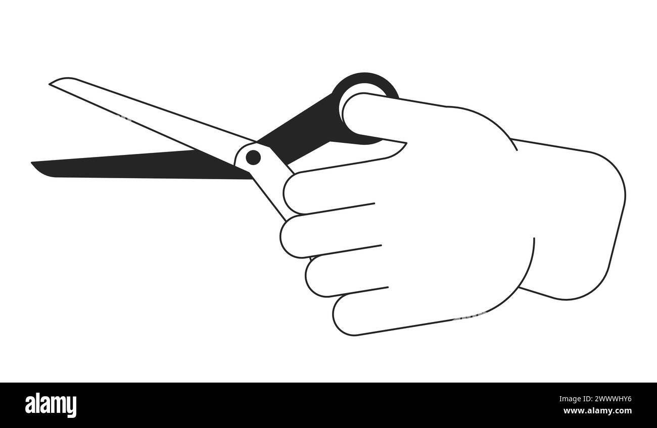 Holding scissors cartoon human hand outline illustration Stock Vector ...