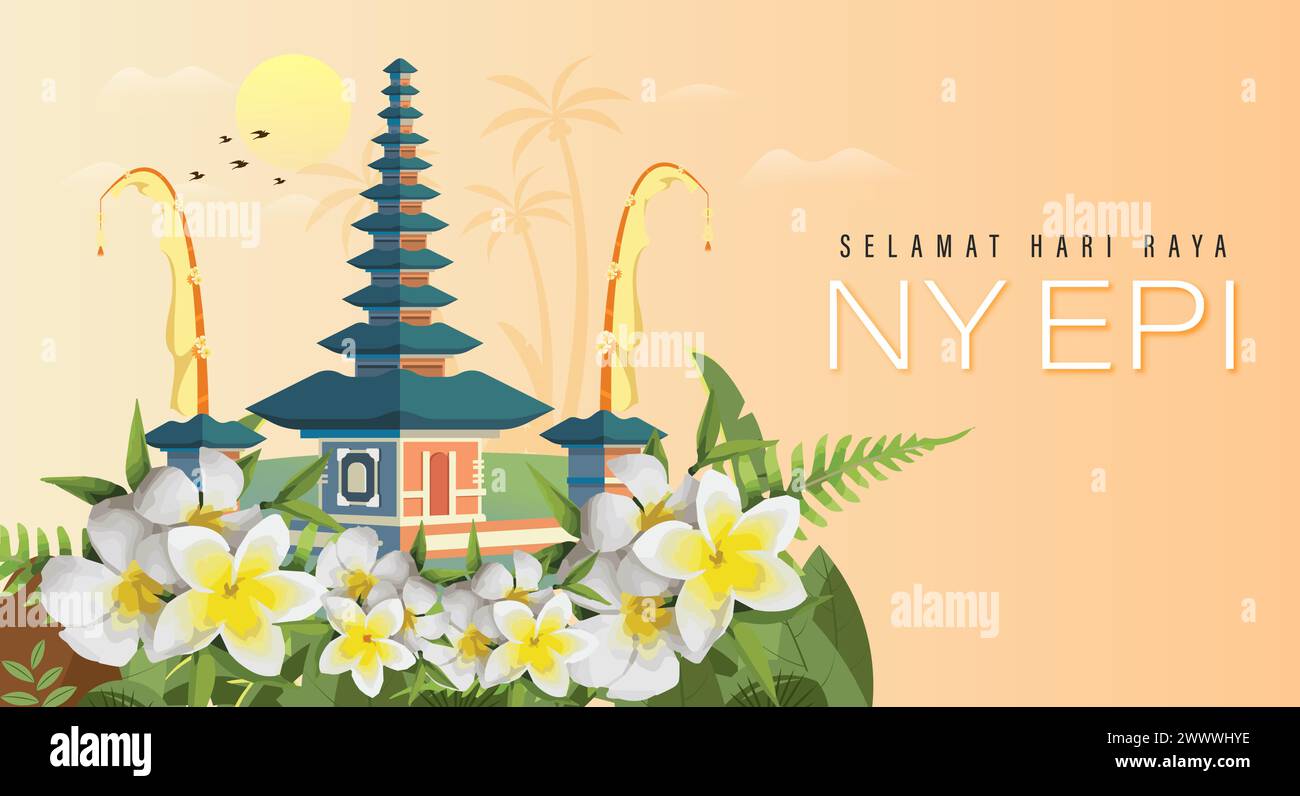 Translation : Happy Nyepi Day. Happy Bali's Day of Silence and Hindu ...