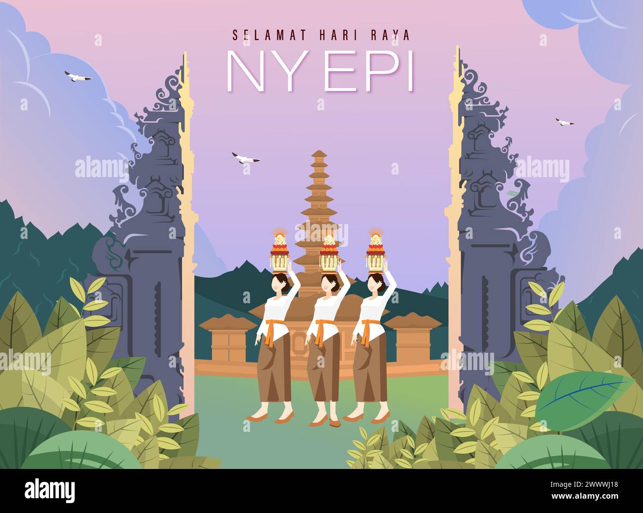 Translation : Happy Nyepi Day. Happy Bali's Day of Silence and Hindu ...
