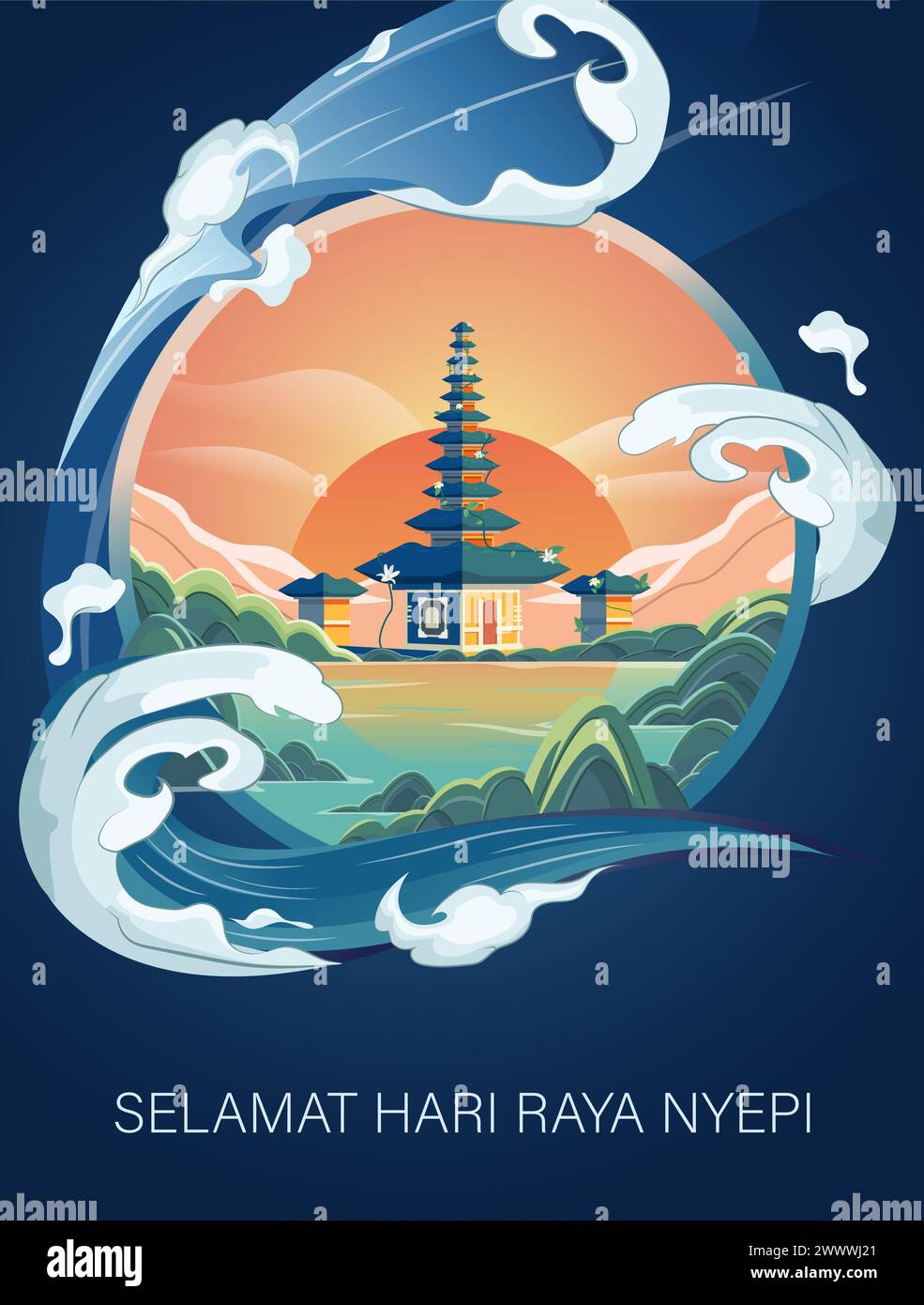 Translation : Happy Nyepi Day. Happy Bali's Day of Silence and Hindu ...