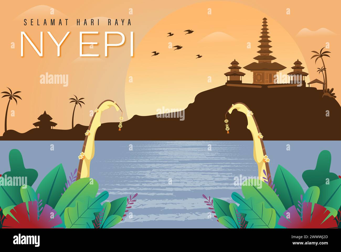 Translation : Happy Nyepi Day. Happy Bali's Day of Silence and Hindu ...