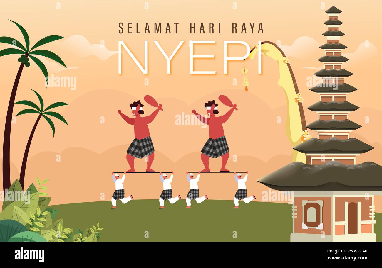 Translation : Happy Nyepi Day. Happy Bali's Day of Silence and Hindu ...