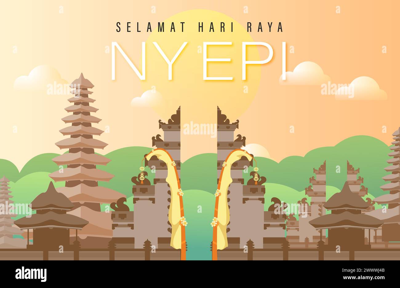 Translation : Happy Nyepi Day. Happy Bali's Day of Silence and Hindu ...
