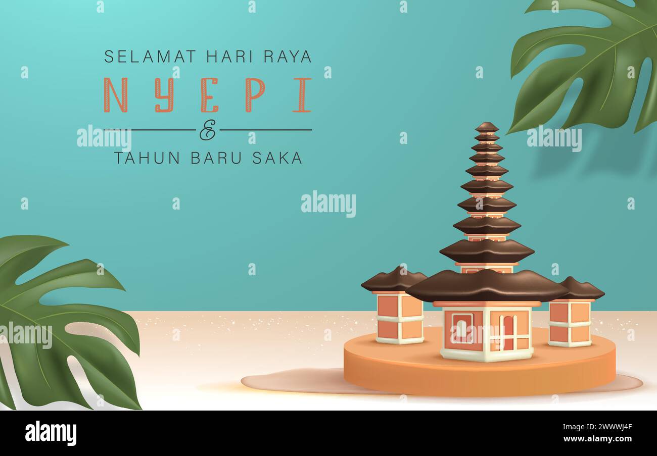 Translation : Happy Nyepi Day. Happy Bali's Day of Silence and Hindu New Year Vector ...