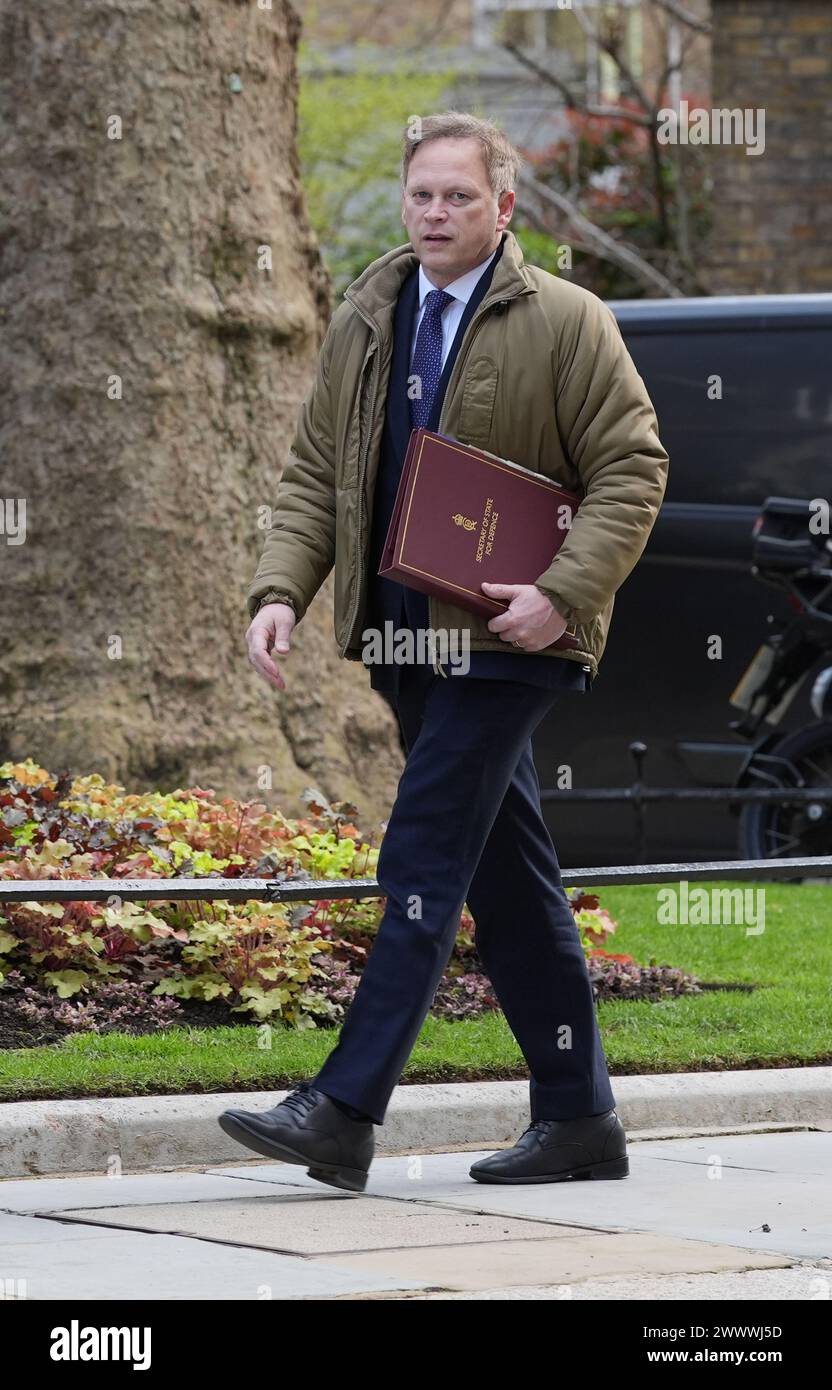 Defence Secretary Grant Shapps arriving in Downing Street, London, for ...