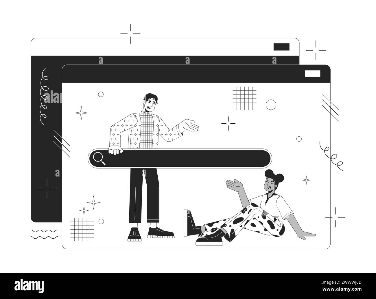 Communication technology 2D linear illustration concept Stock Vector ... Communication technology 2D linear illustration concept Stock Vector ...