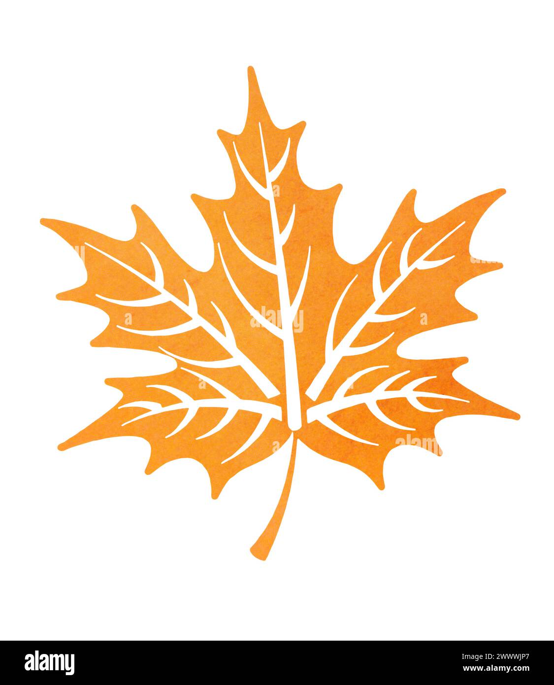 Rust colored felt, cut out in a maple leaf shape isolated on white ...