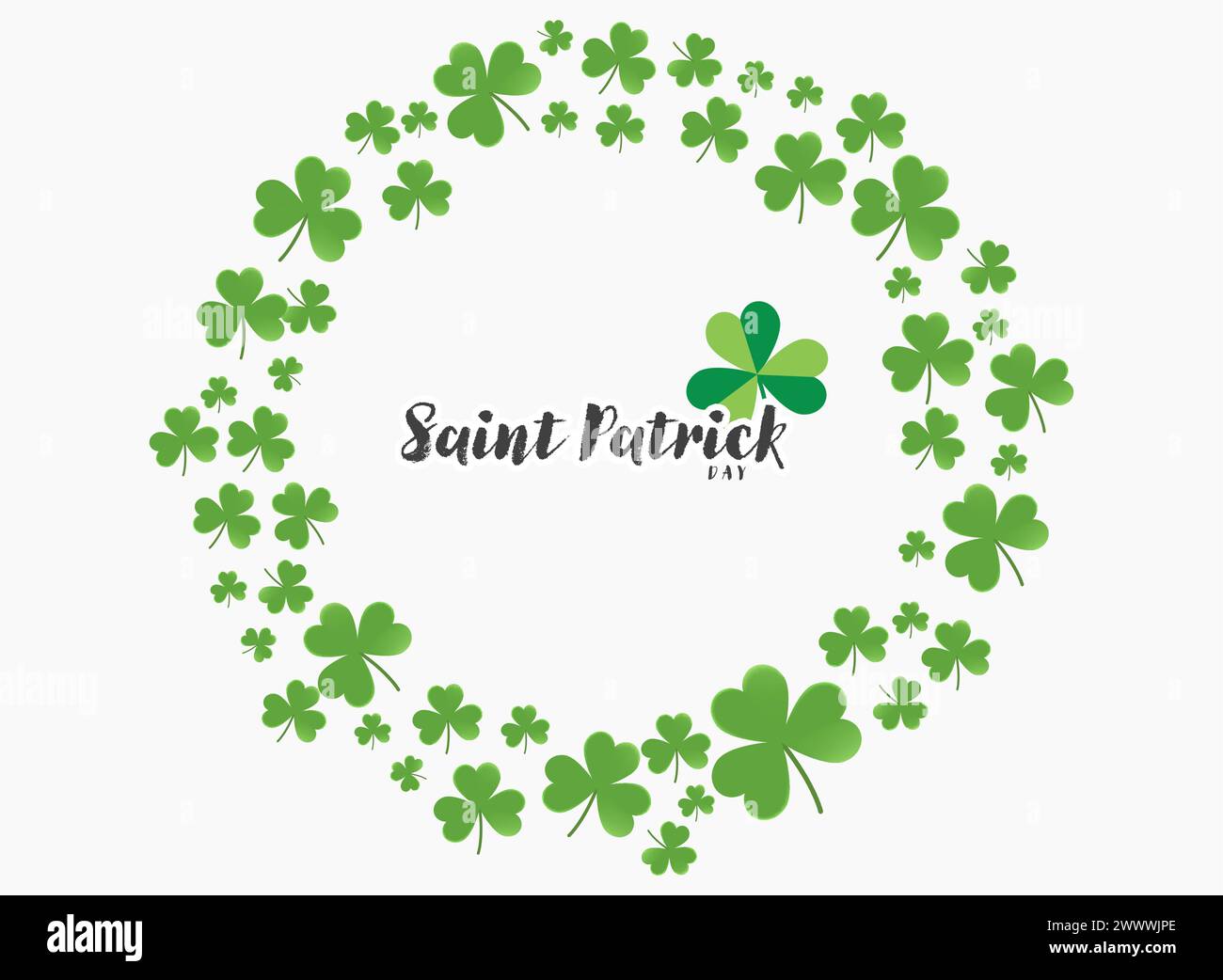Happy Saint Patrick's Day Graphic Template with Clover Leaf Vector ...