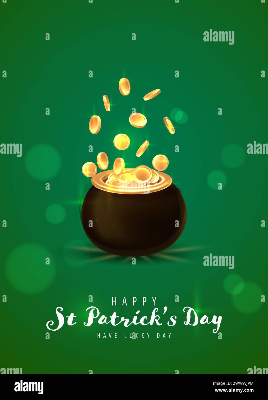 Happy Saint Patrick's Day Graphic Template with Clover Leaf Vector ...