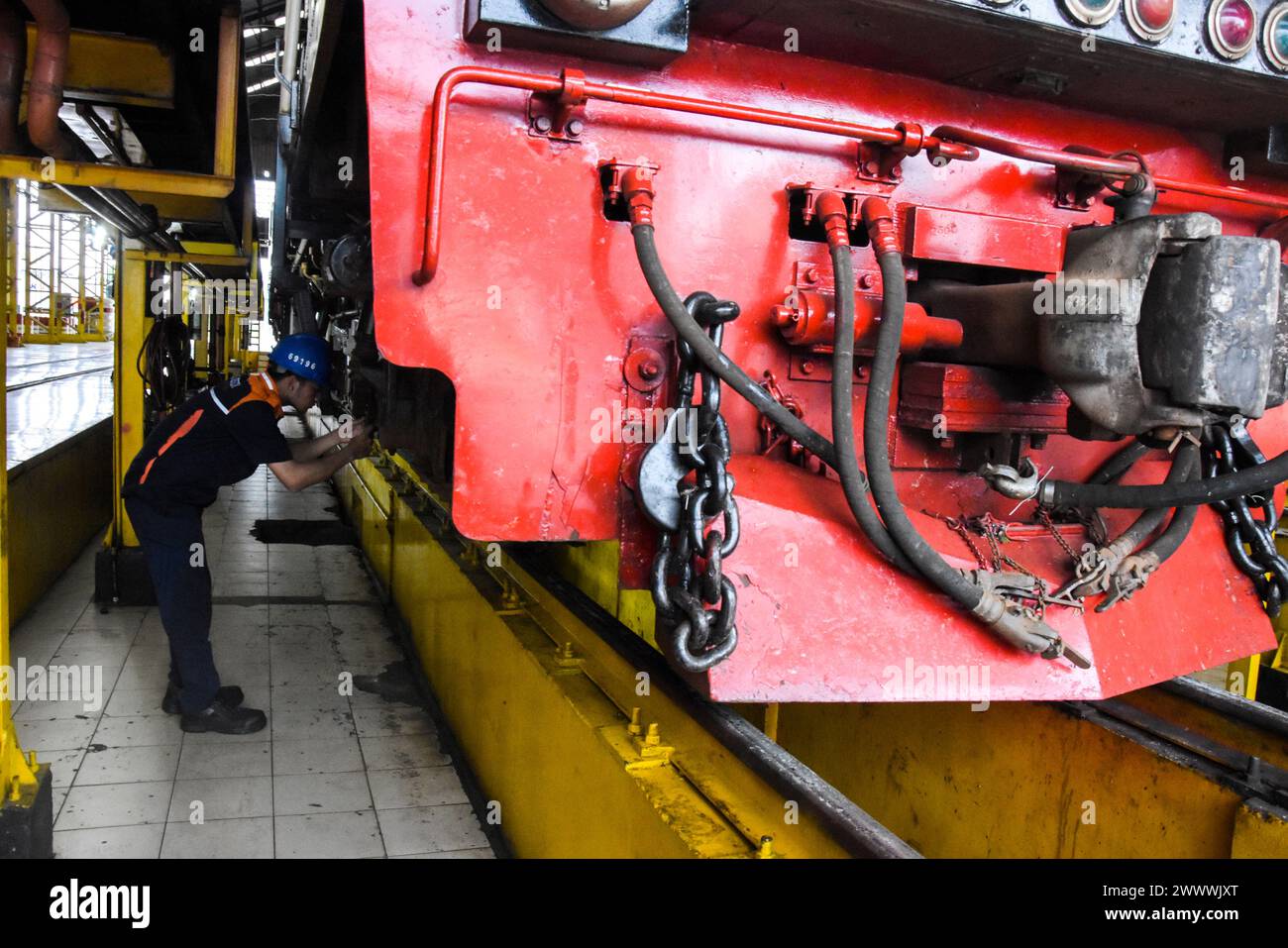 March 26, 2024, Bandung, West Java, Indonesia: Officers repair and ...