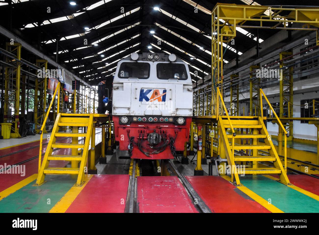 March 26, 2024, Bandung, West Java, Indonesia: Officers repair and ...