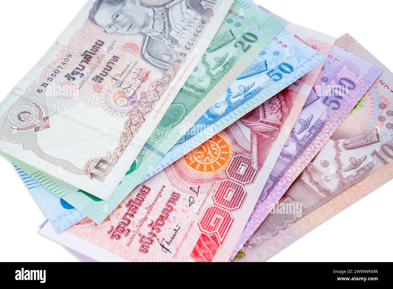 Thai banknotes isolated on white background. Saved clipping path Stock ...
