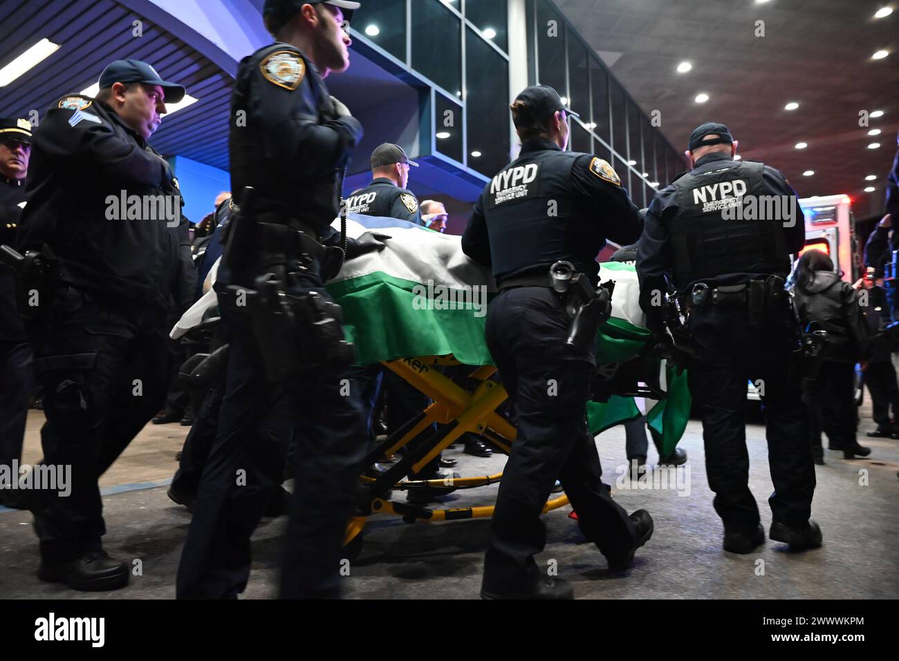 (EDITORS NOTE: Image depicts death)Body of NYPD officer Jonathan Diller ...