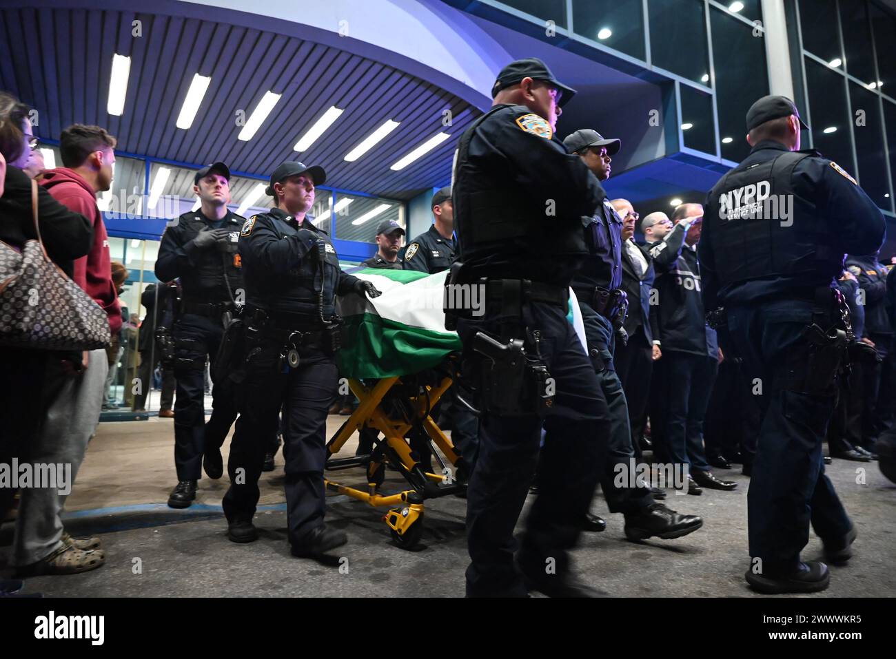 (EDITORS NOTE: Image depicts death)Body of NYPD officer Jonathan Diller ...