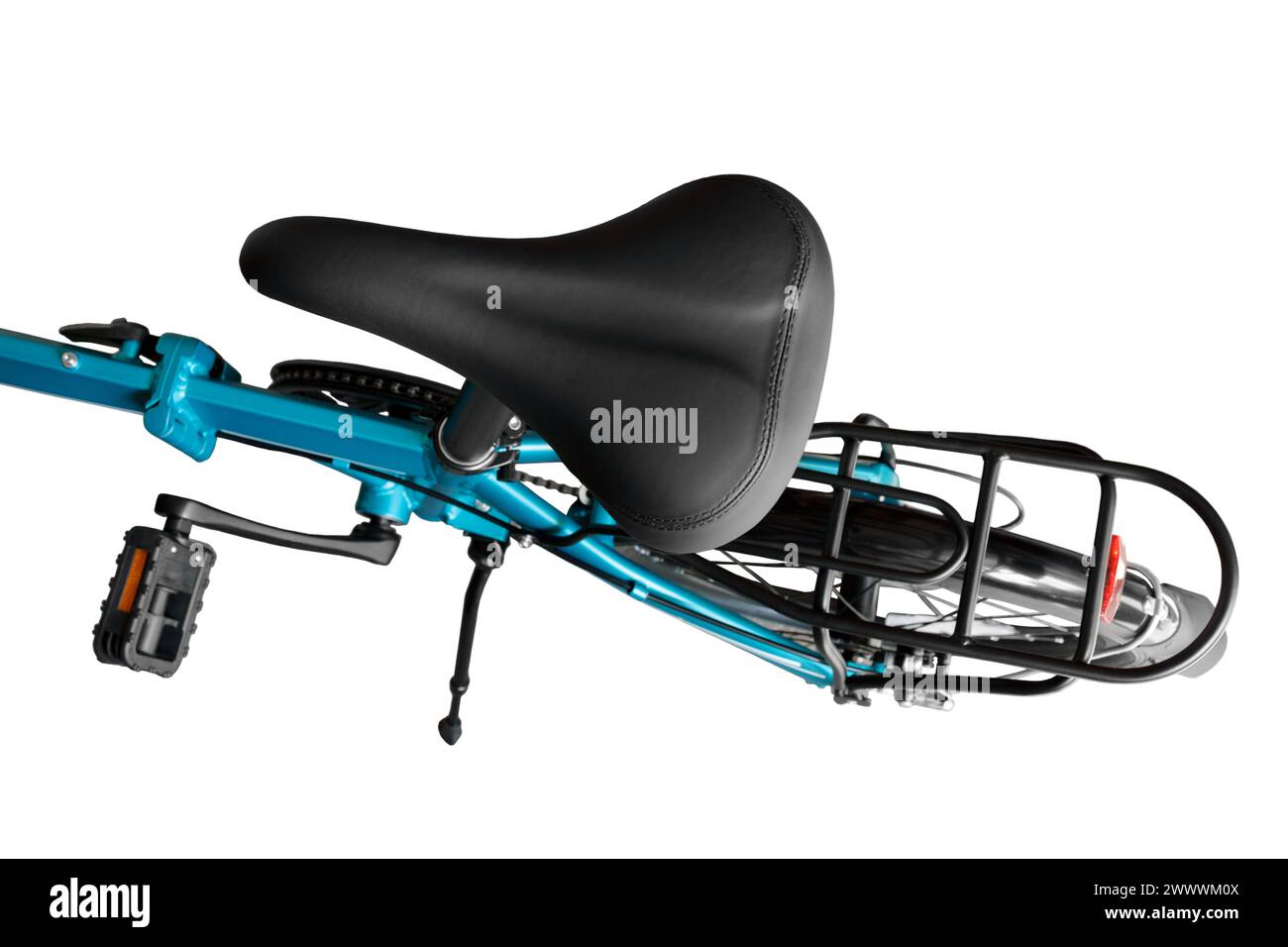 Bicycle saddle. View from above. Close-up. Isolated on white background ...