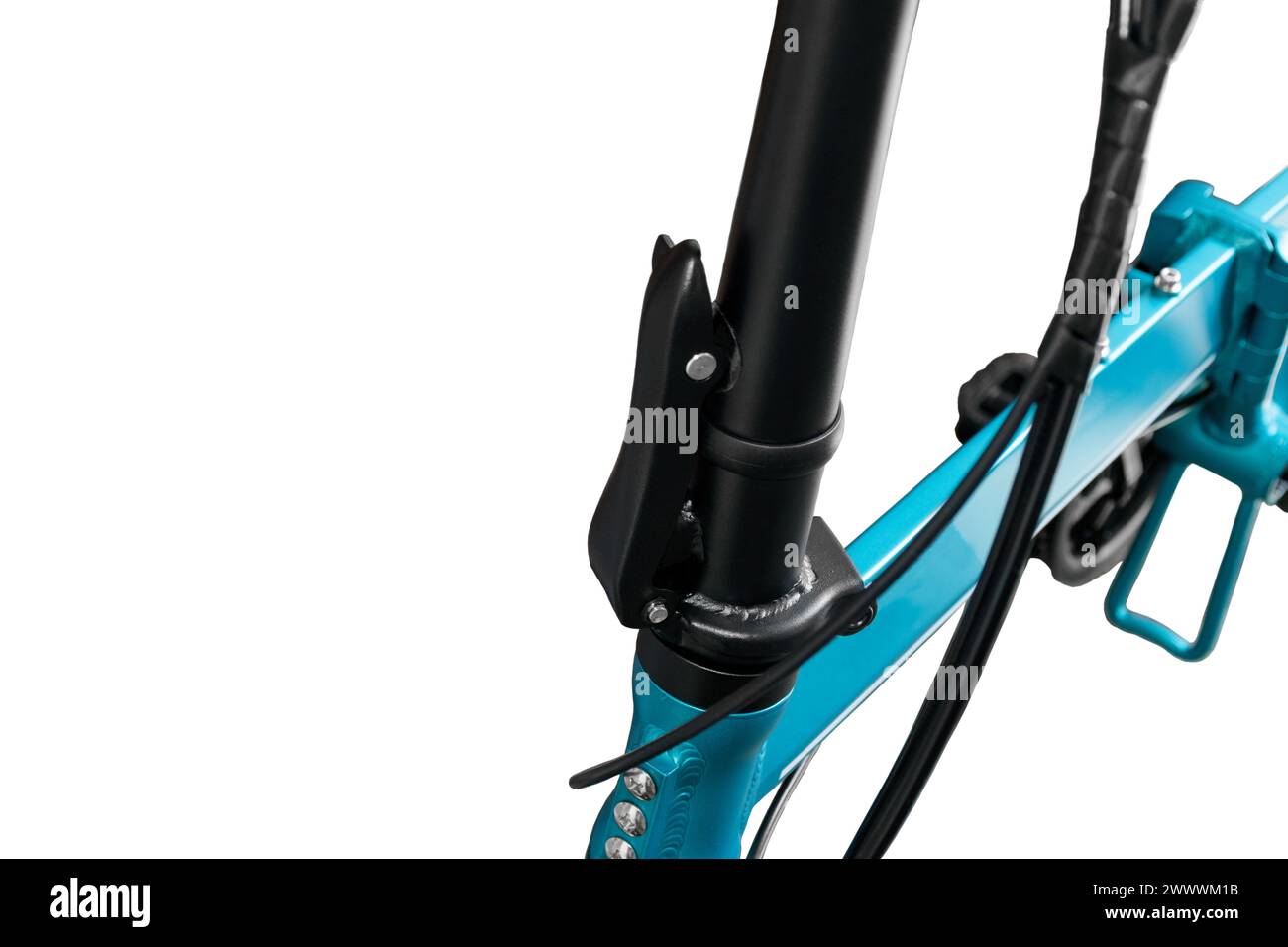 Folding bicycle handlebars. Close-up. Isolated on white background ...