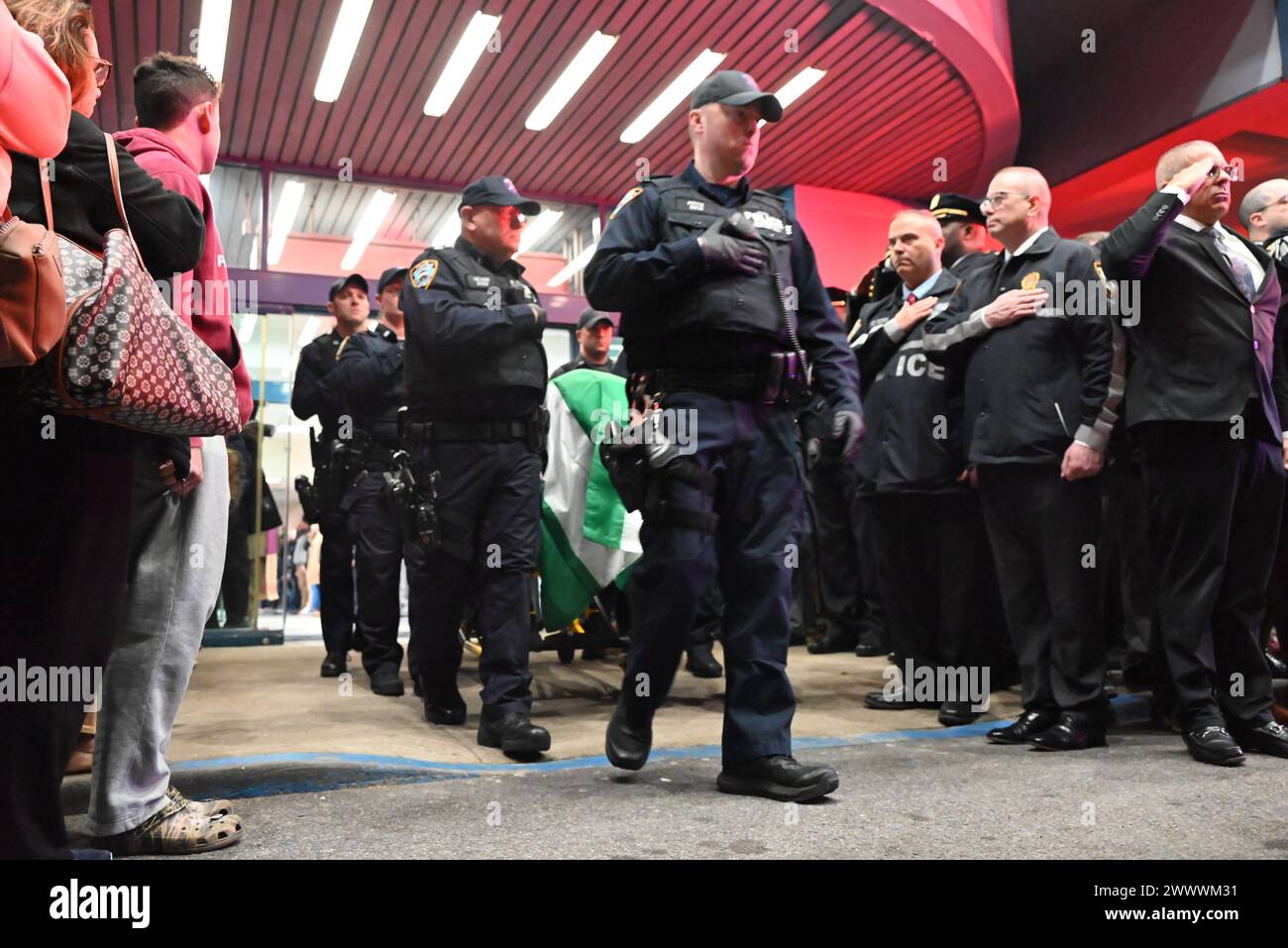 (EDITORS NOTE: Image depicts death)Body of NYPD officer Jonathan Diller ...