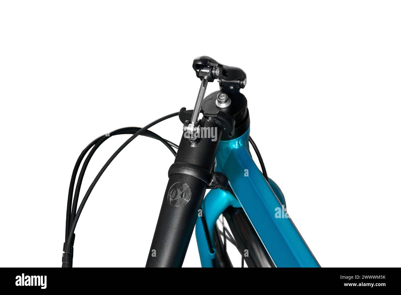 Folding bicycle handlebars. Close-up. Isolated on white background ...