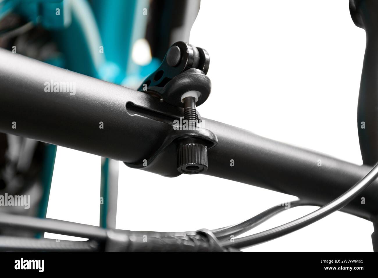 Folding bicycle handlebars. Close-up. Isolated on white background ...