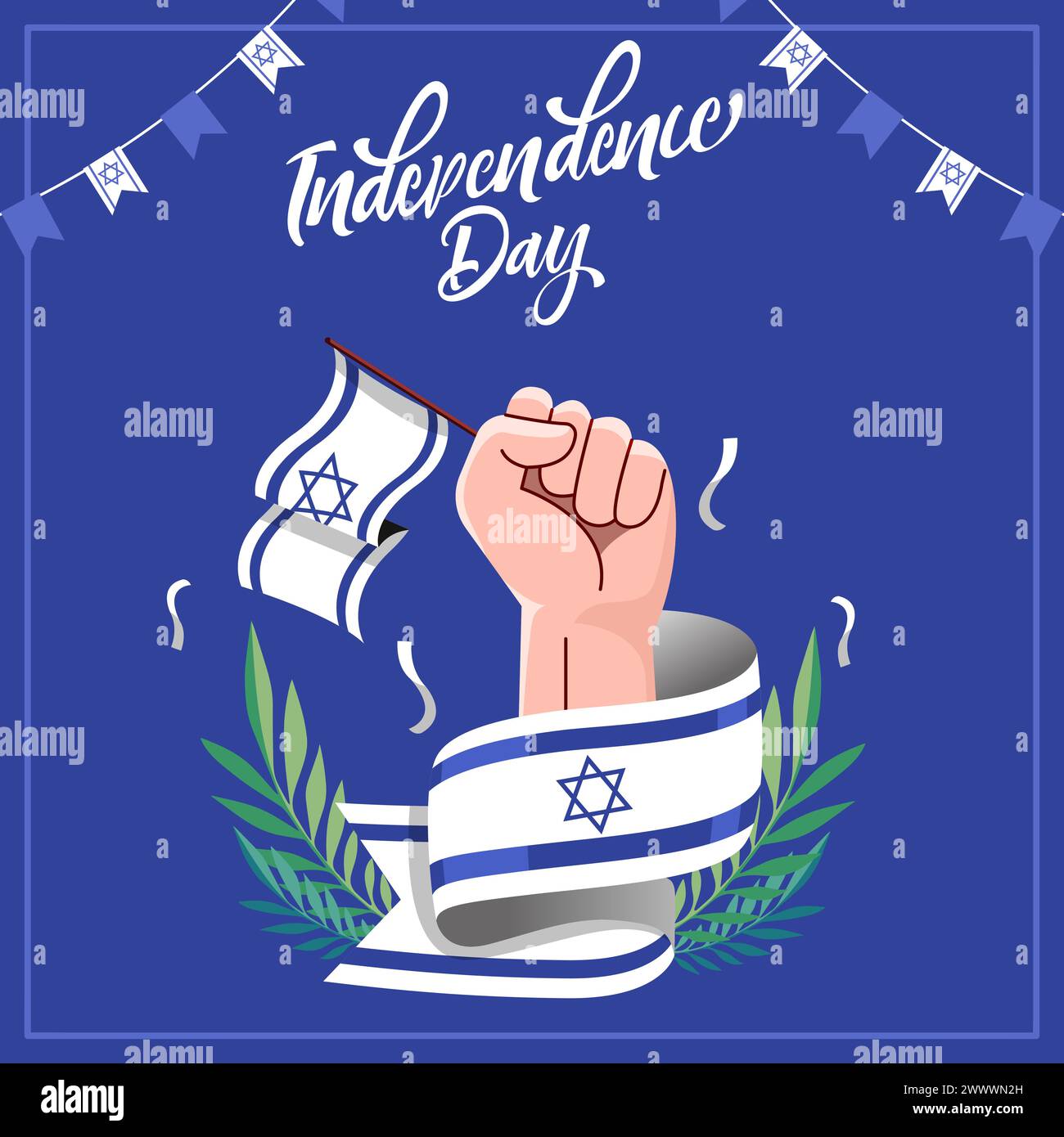 Israel Independence Day Vector Illustration with Flag and David Star ...