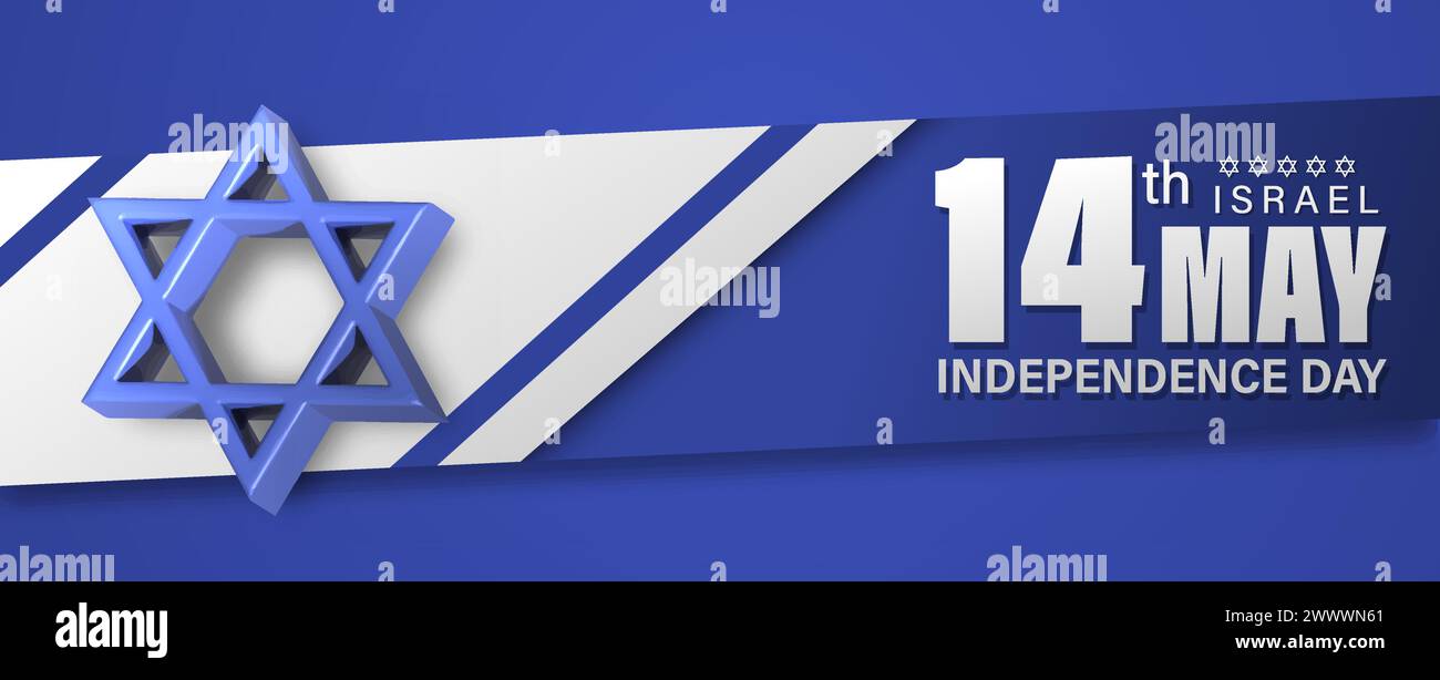 Israel Independence Day Vector Illustration with Flag and David Star ...