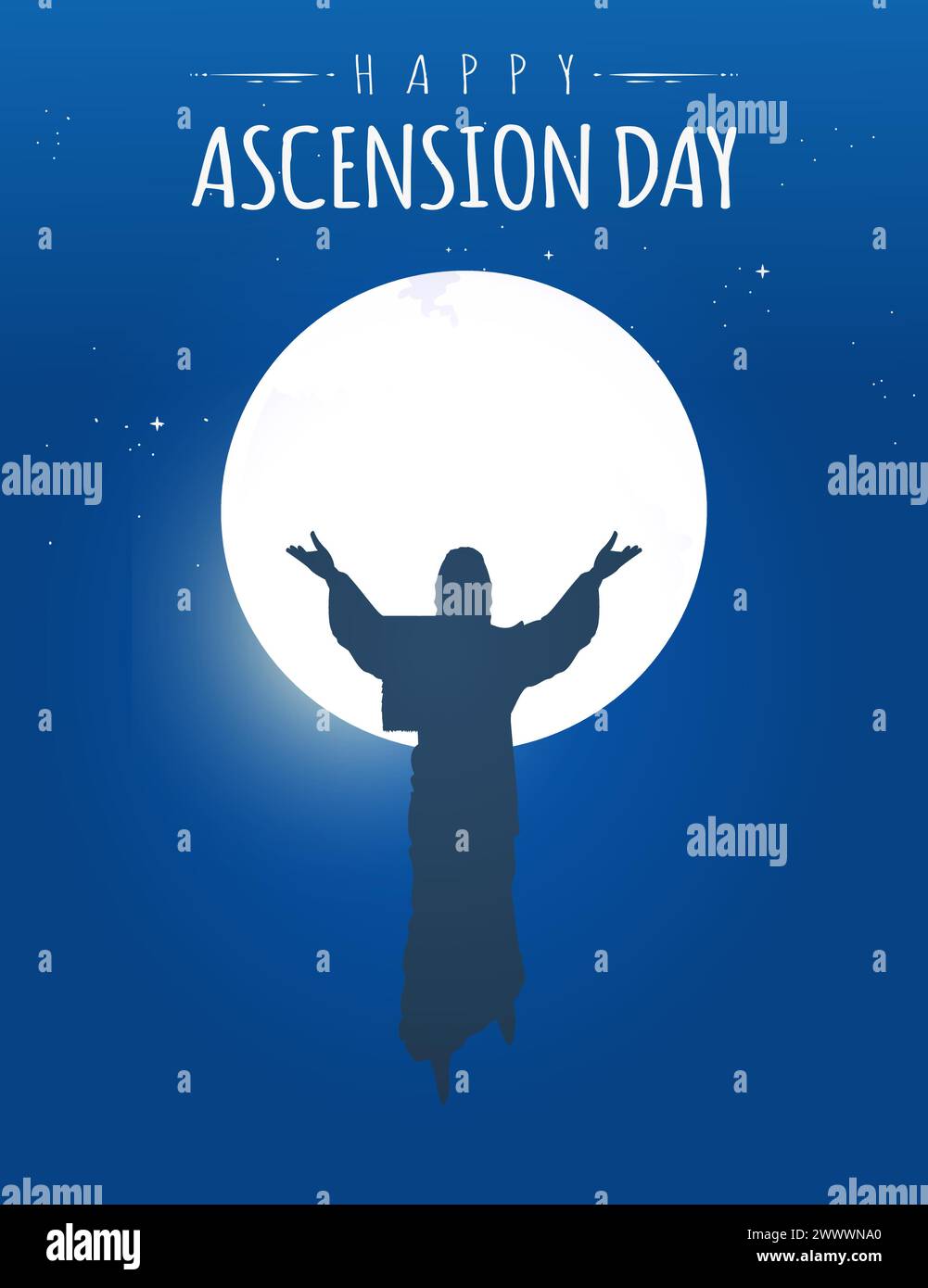 Happy Ascension Day Design With Jesus Christ In Heaven Vector