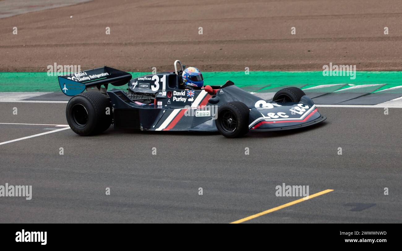 Peter Williams driving his his Blue, 1977, LEC CRP1, during the Masters ...