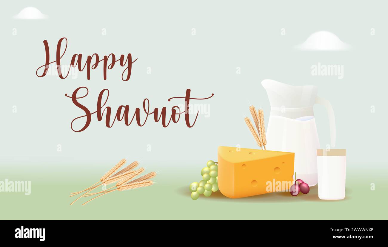 Happy Shavuot Template Banner with 3D Style. Jewish Holiday Shavuot ...