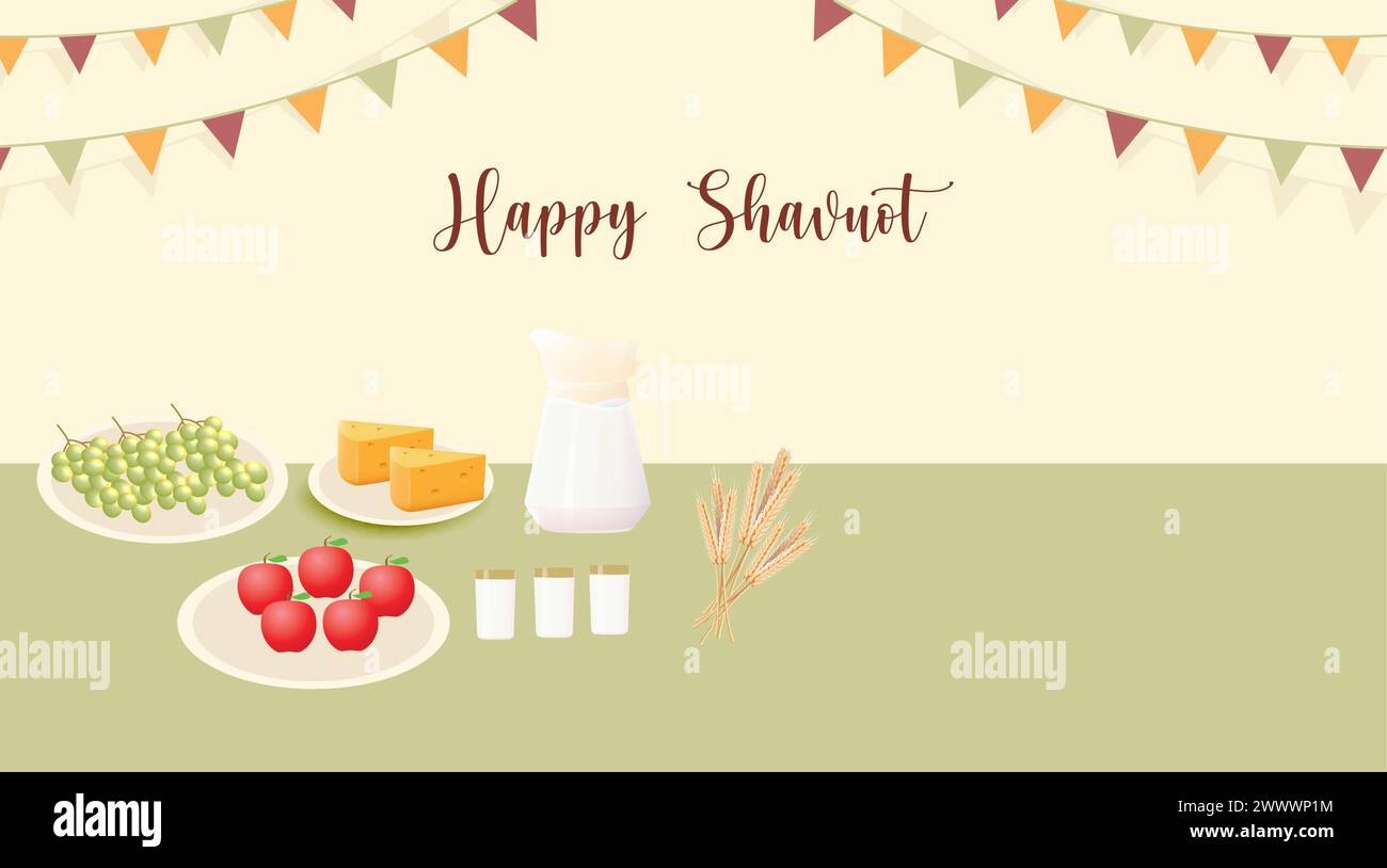 Happy Shavuot Template Banner with 3D Style. Jewish Holiday Shavuot ...