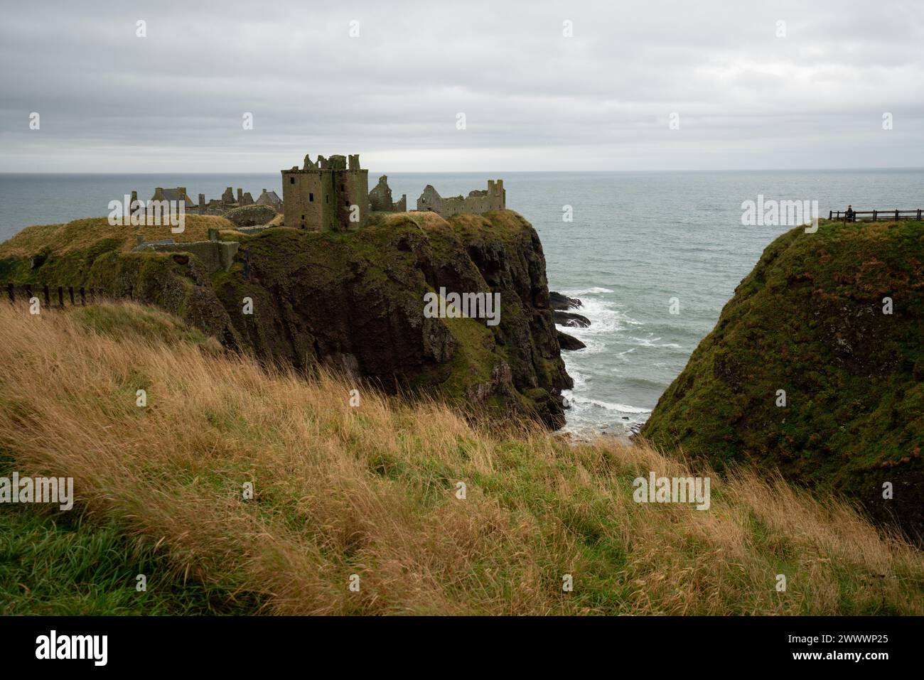 Dunnottar Castle, a ruined medieval castle on the North-East coast of ...