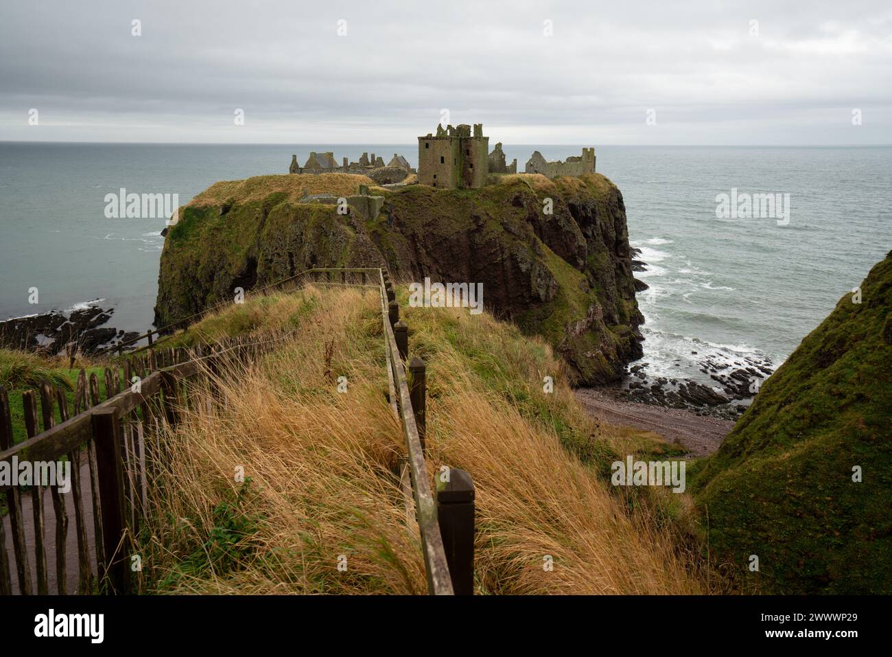 Dunnottar Castle, a ruined medieval castle on the North-East coast of ...