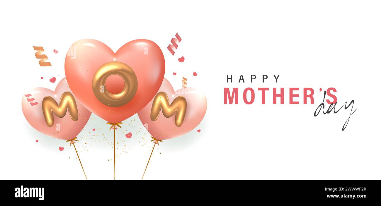 3D Realistic Happy Mother's Day Creative Concept for Greeting Card ...
