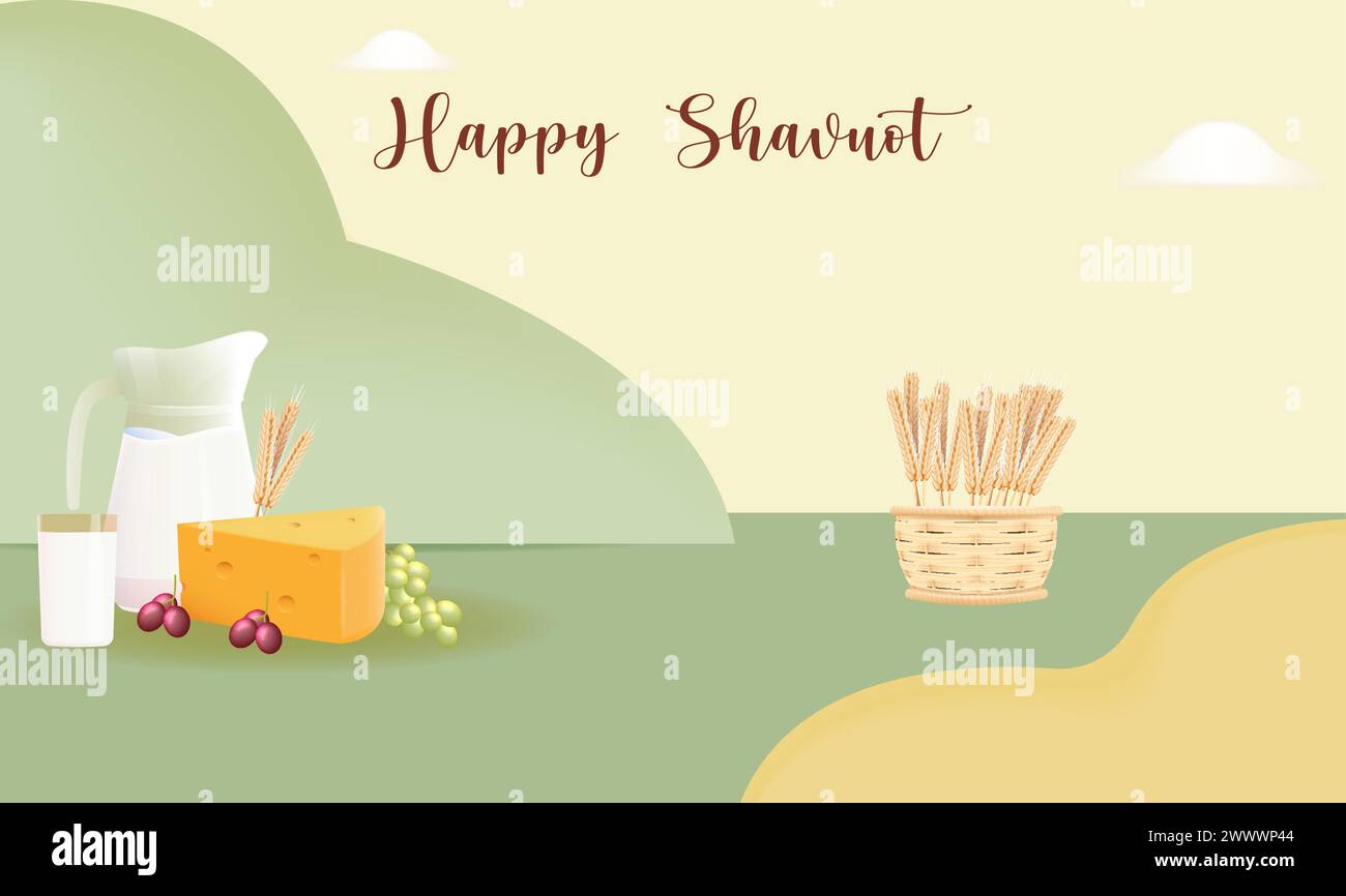 Happy Shavuot Template Banner with 3D Style. Jewish Holiday Shavuot ...