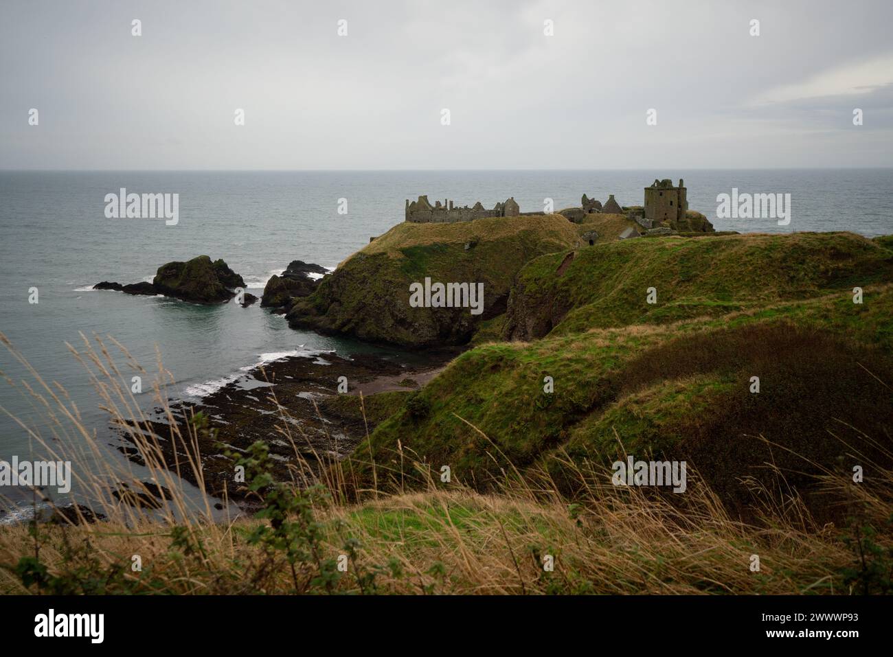 Dunnottar Castle, a ruined medieval castle on the North-East coast of ...