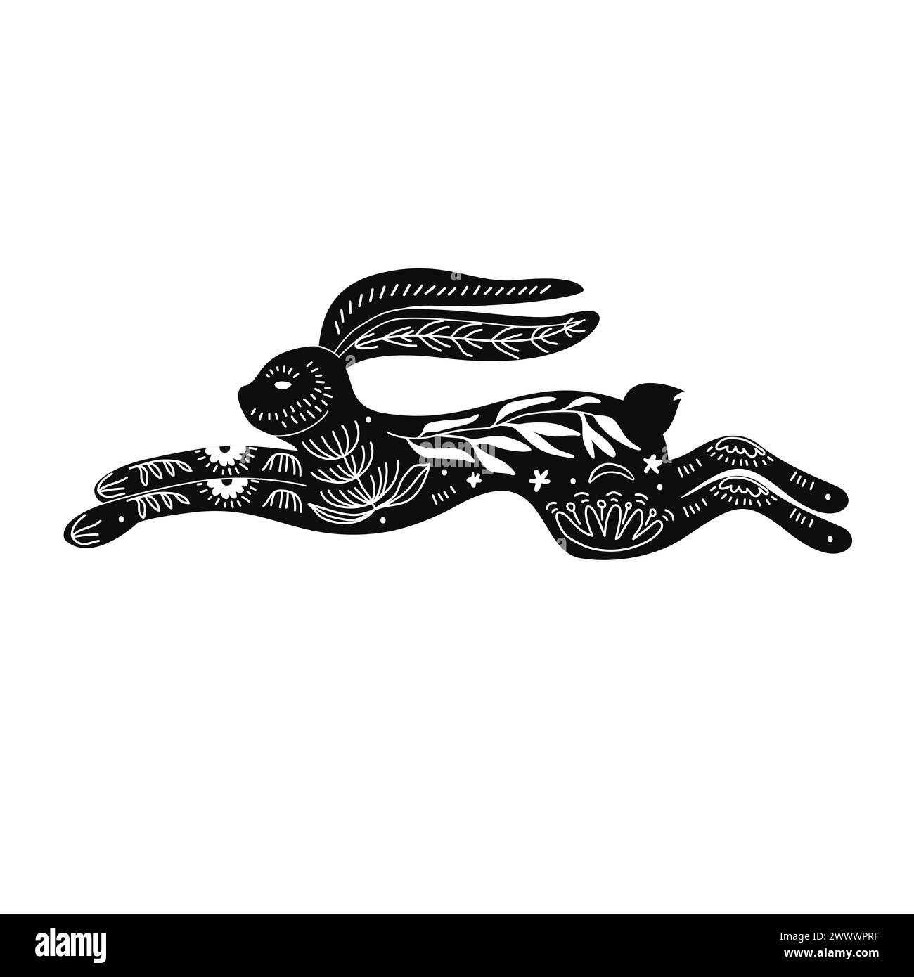 Black and White Easter Bunny Linocut Stock Vector Image & Art - Alamy